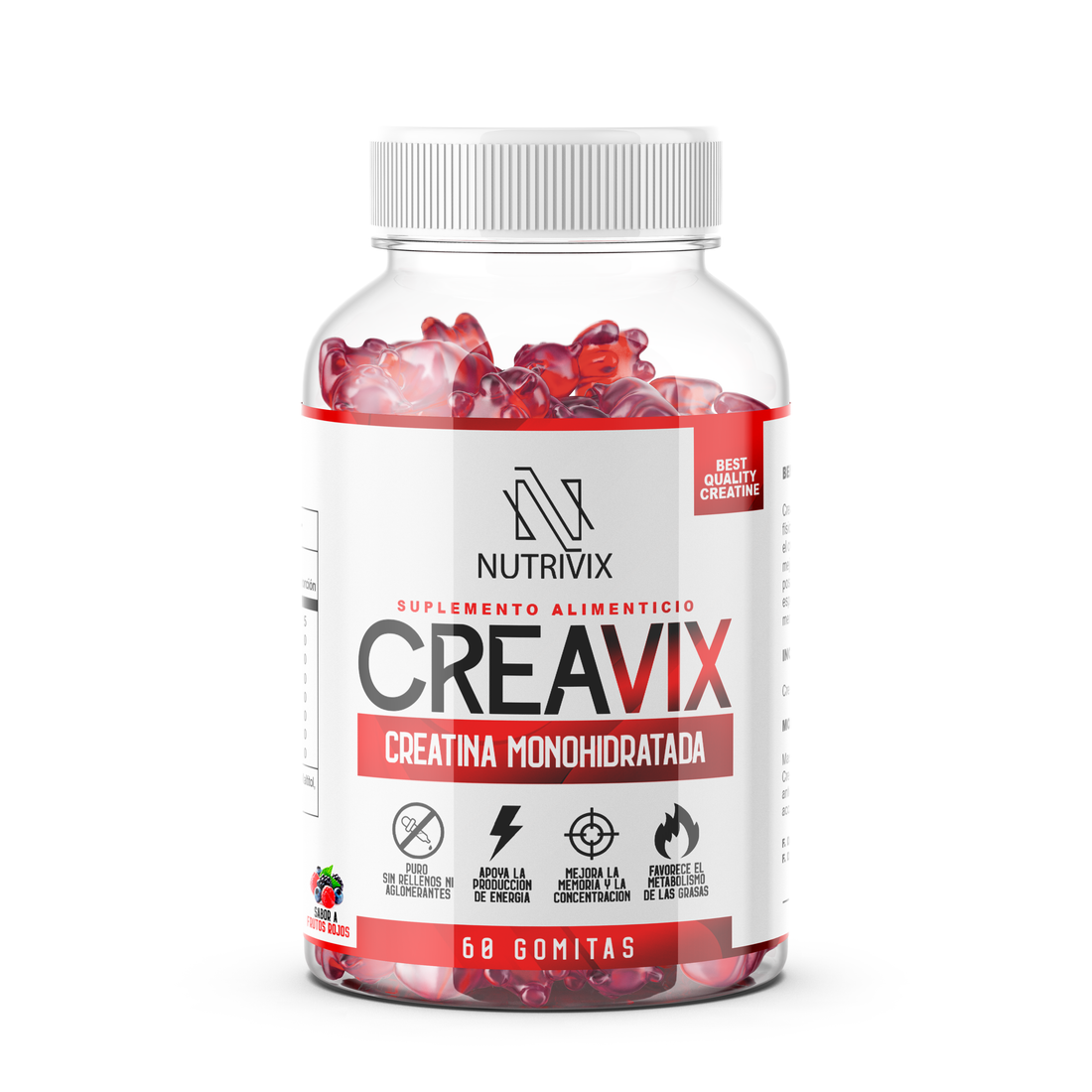 CREAVIX – Creatina Monohidratada - 60 Gomitas de 2,5 gr c/u – NUTRIVIX